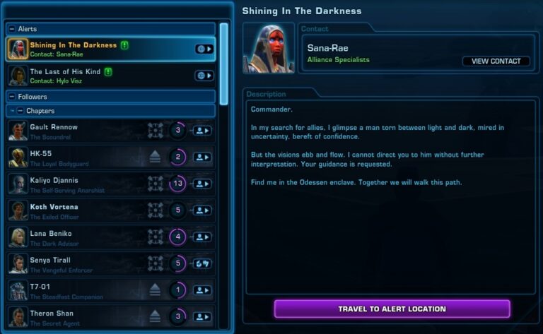 Shining in the Darkness: SWTOR Alliance Alert Walkthrough (recruit Guss ...