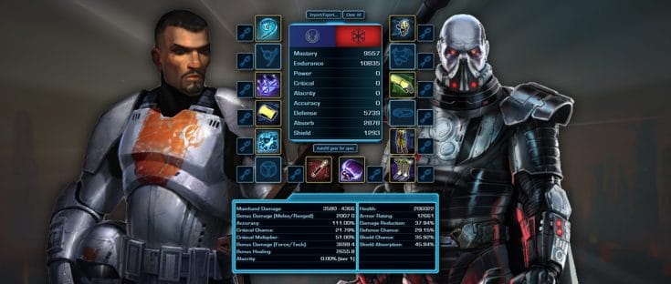 SWTOR 6.0 EndGame Gear Calculator for Level 75 - VULKK.com