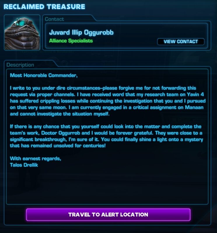 Reclaimed Treasure: SWTOR Alliance Alert Walkthrough - VULKK.com