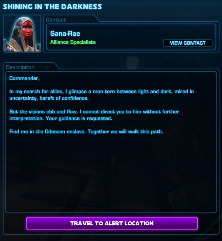Shining in the Darkness: SWTOR Alliance Alert Walkthrough (recruit Guss ...