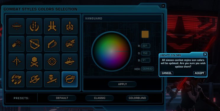 How to change Combat Styles Colors in SWTOR - VULKK.com