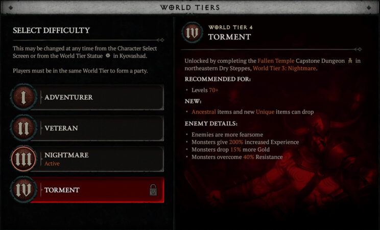 Diablo 4 World Tiers System Explained - VULKK.com