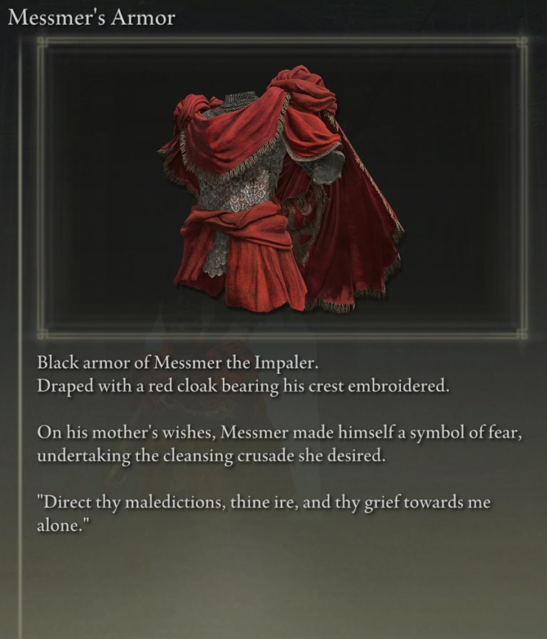 Messmer's Armor, Spear of the Impaler and Orb: Overview & Stats - VULKK.com