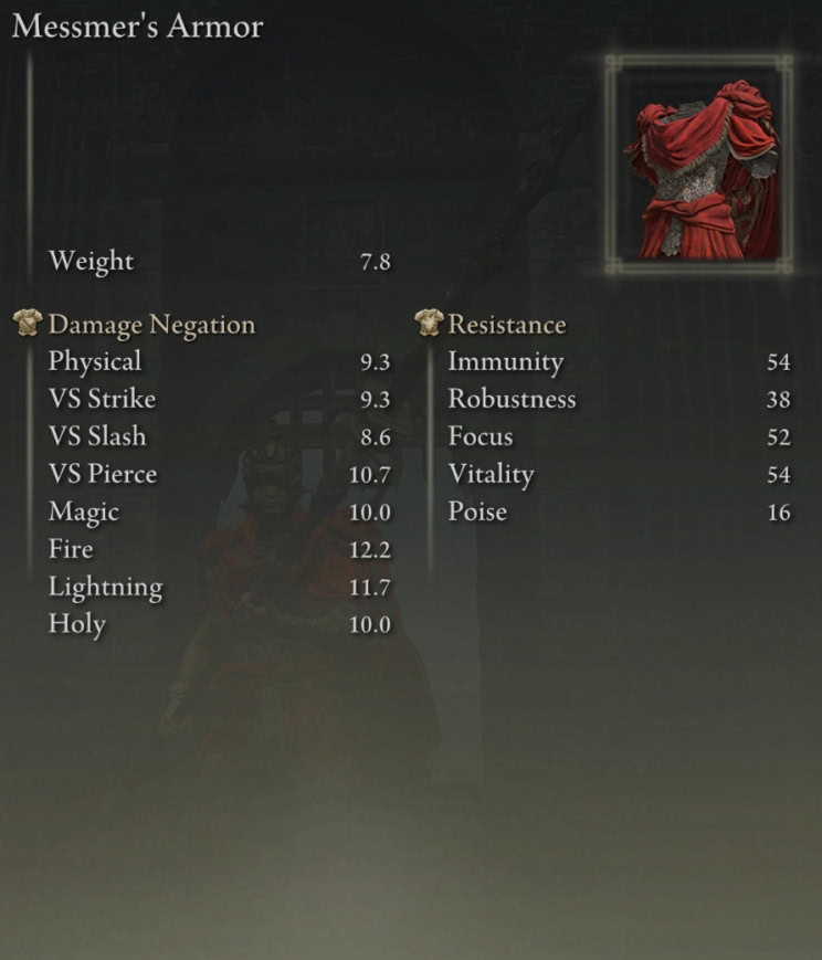 Messmer's Armor, Spear of the Impaler and Orb: Overview & Stats - VULKK.com