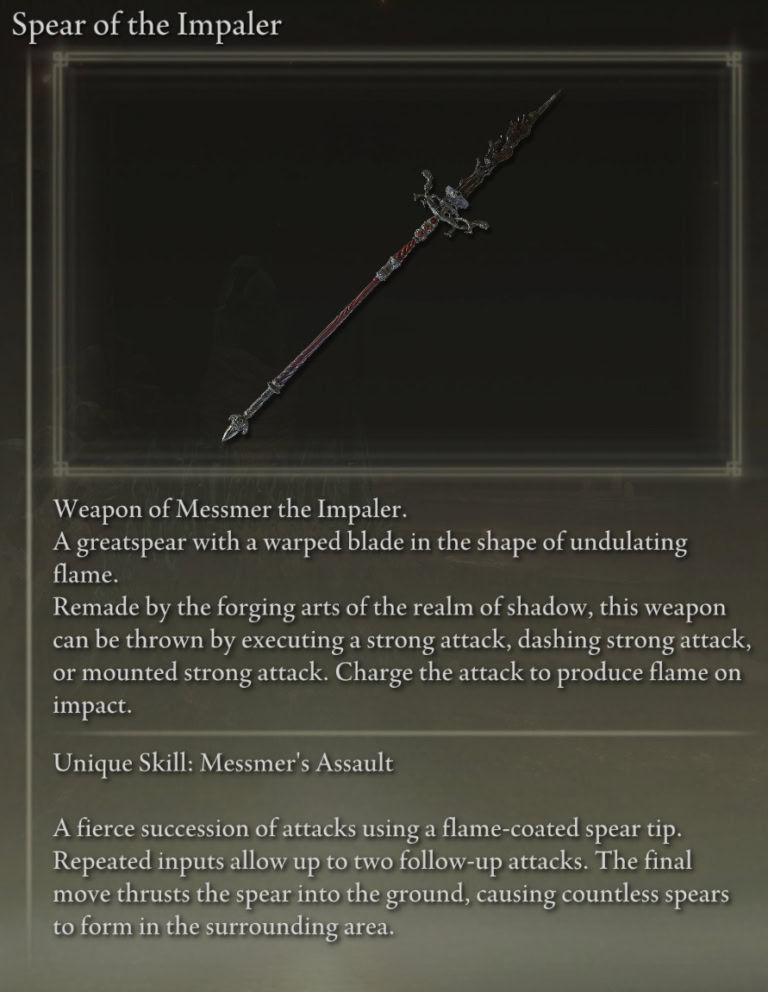 Messmer's Armor, Spear of the Impaler and Orb: Overview & Stats - VULKK.com