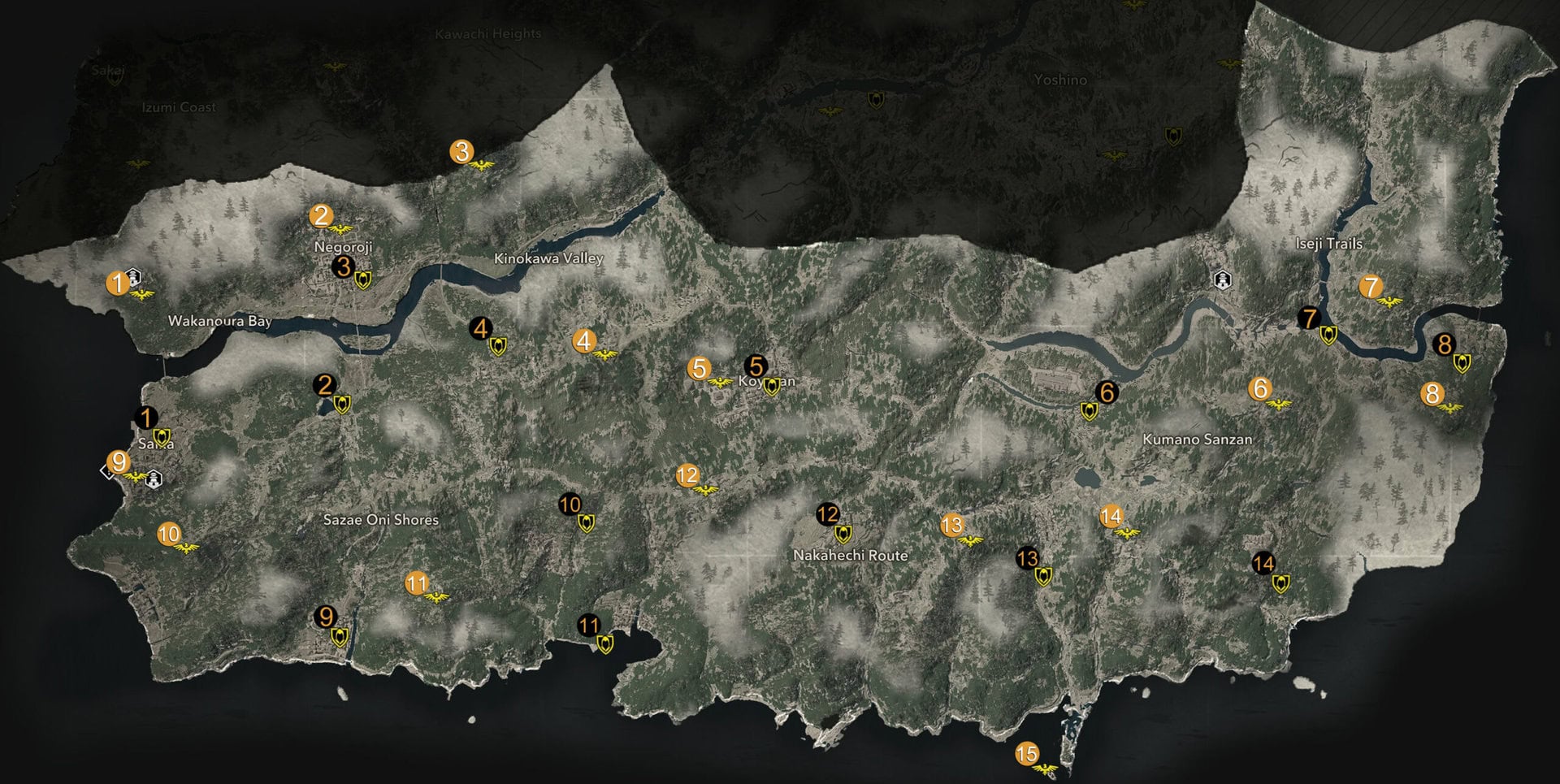 All Viewpoint and Kakurega Locations in Assassin's Creed Shadows ...